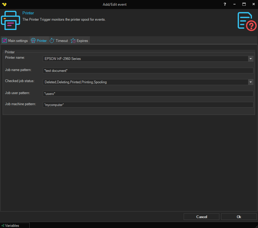 event-trigger-printer | VisualCron Documentation