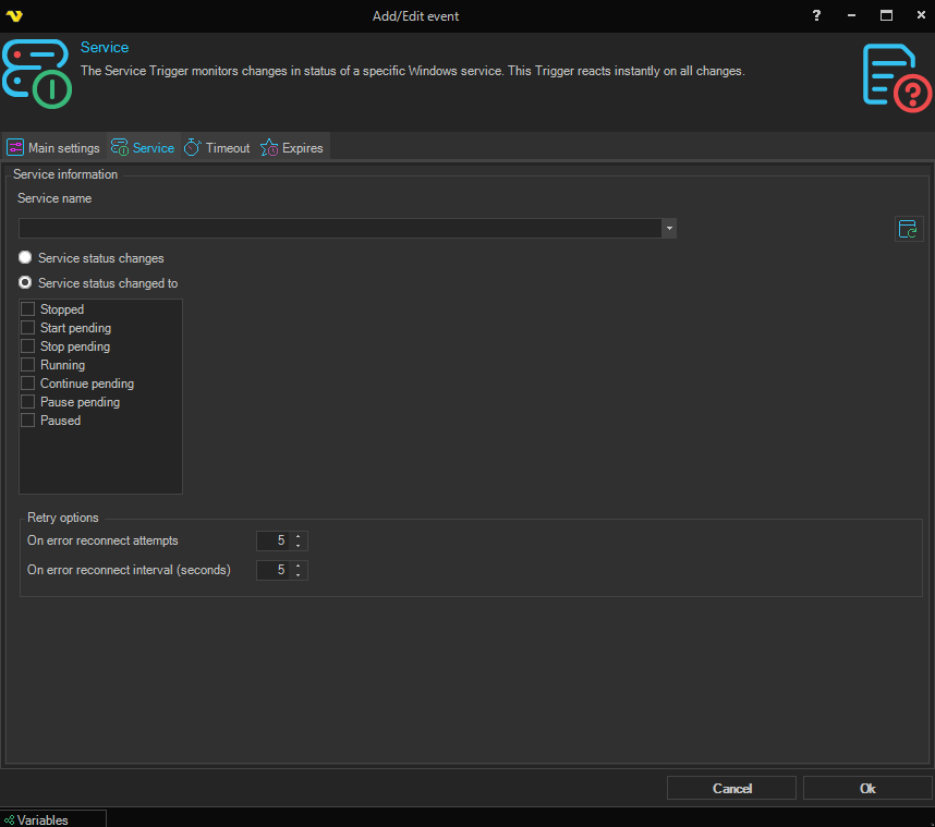 event-trigger-service | VisualCron Documentation