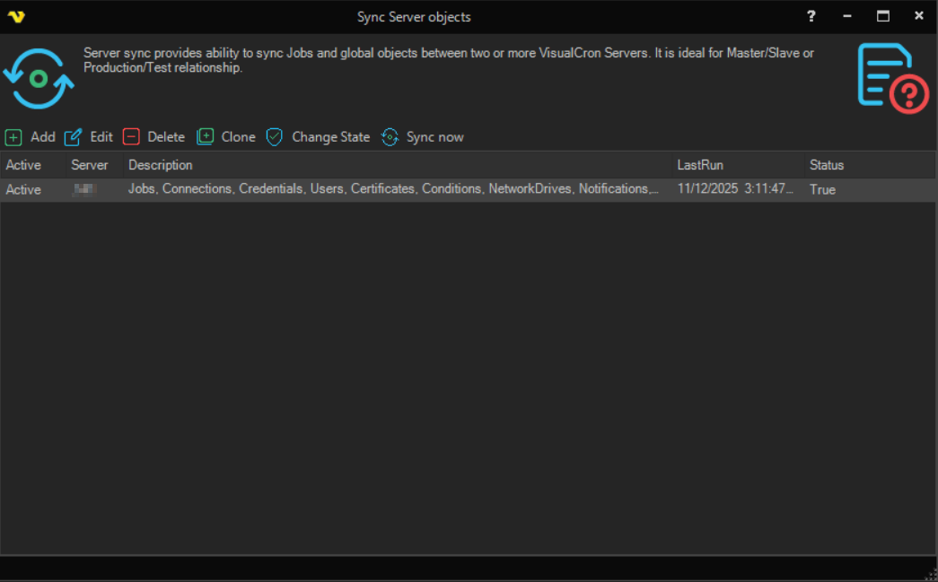 sync-server-objects | VisualCron Documentation