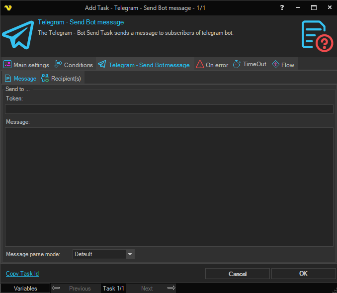 telegram-send-bot-message | VisualCron Documentation