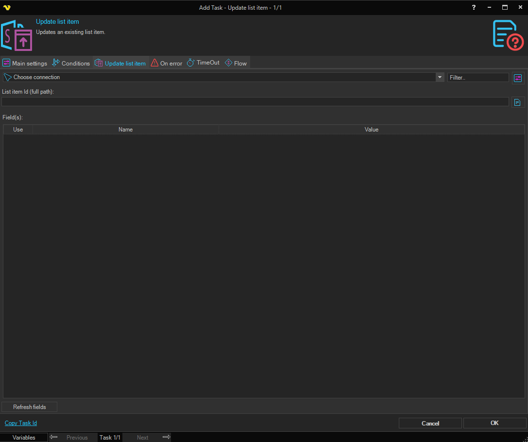 update-list-item | VisualCron Documentation